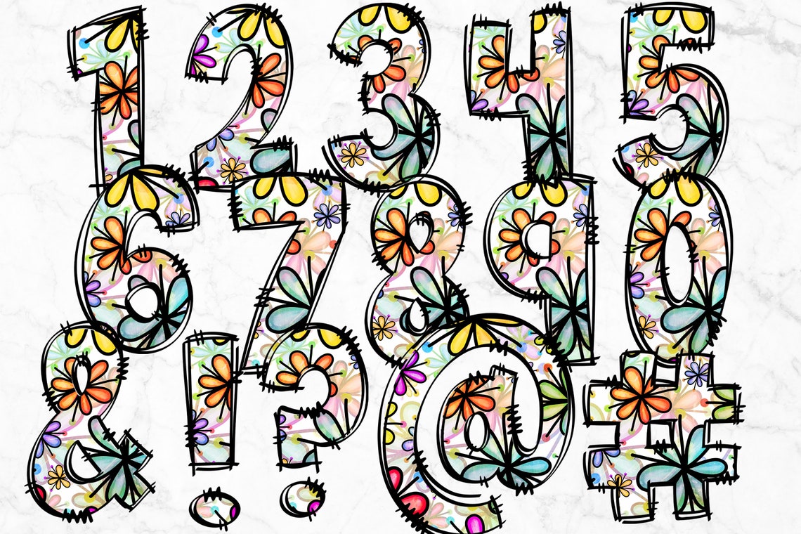 Floral Alphabet Letters PNG Bundle, Alphabet Clipart, Floral Hand Drawn ...