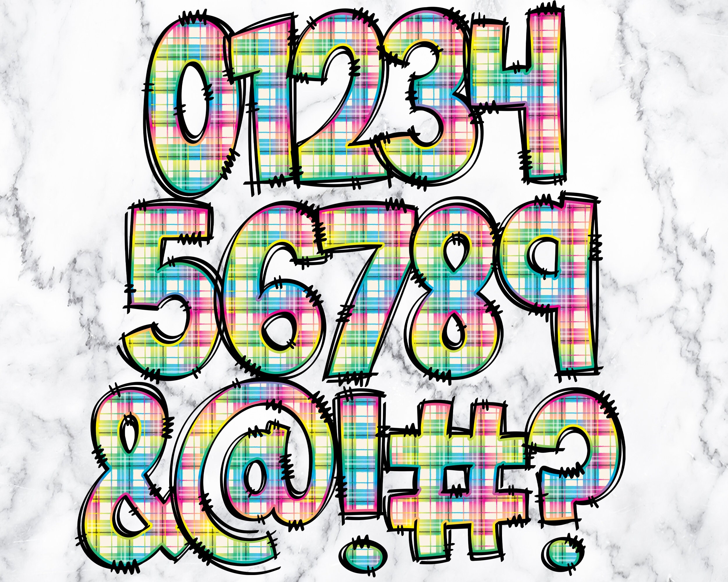Easter Tartan Doodle Alphabet Letters PNG Bundle, Alphabet Clipart ...