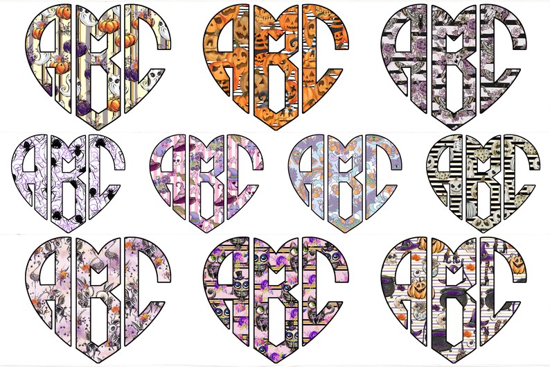 Heart Monogram Png Alphabet Bundle Monogram PNG Matching - Etsy