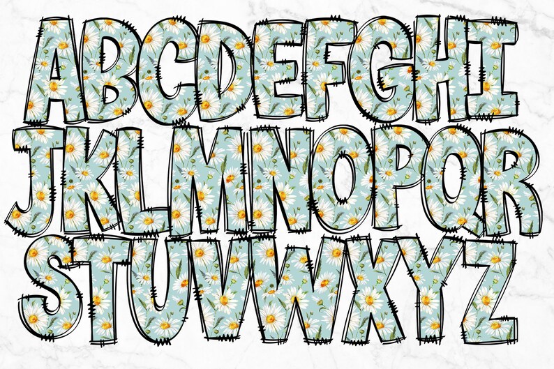 Alphabet Letters PNG Bundle Alphabet Clipart Patterned Hand - Etsy
