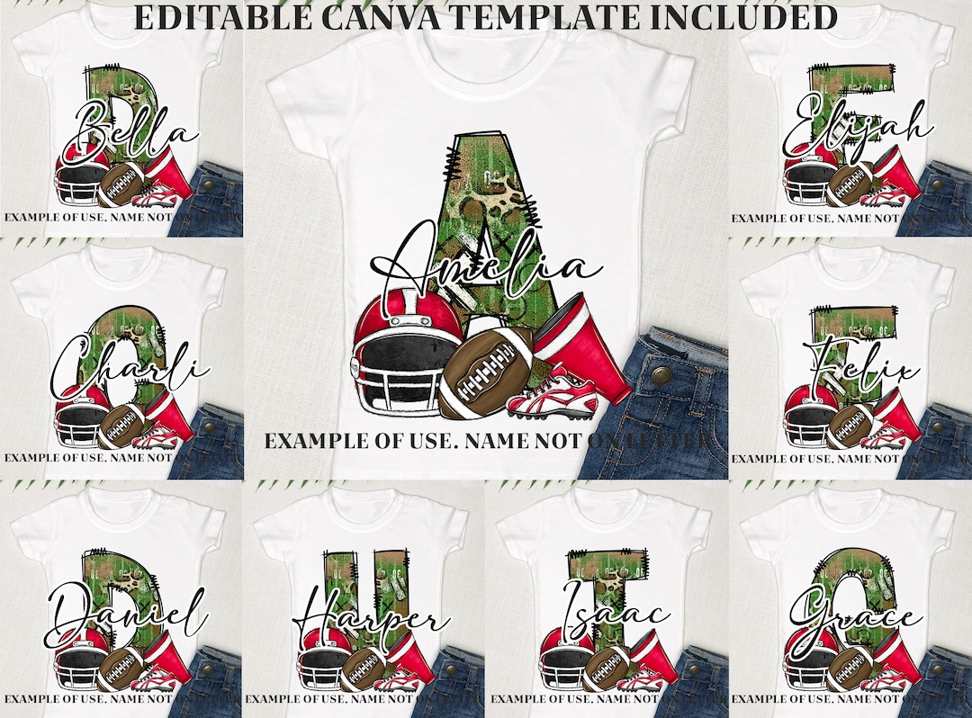 Editable Football Red Decorative Doodle Letters, Make Your Own Name ...