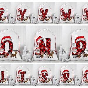 Custom Christmas Letter Santa Sack Doodle Letters, Santa Stocking ...