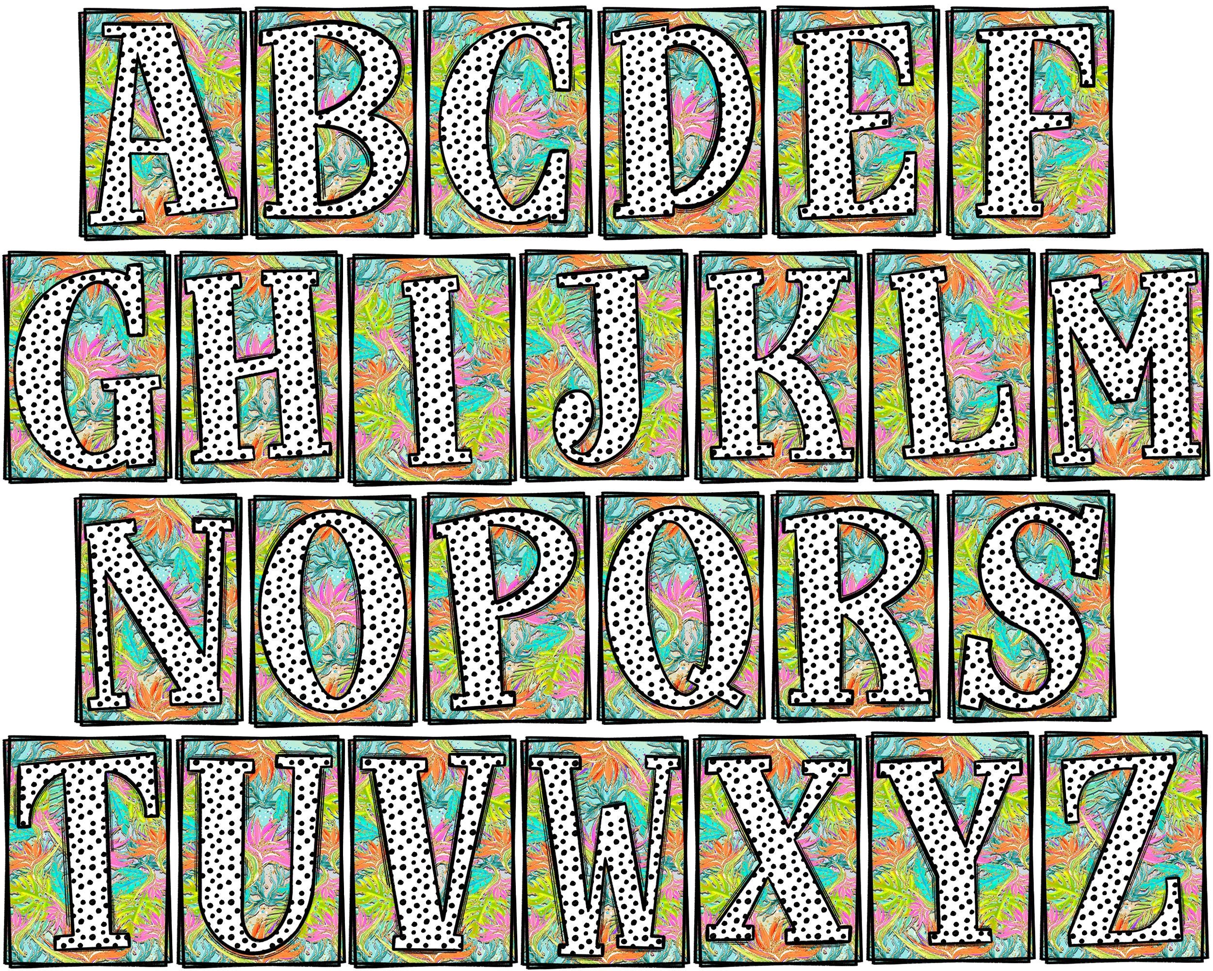Dalmation Dots Alphabet Letters PNG Bundle, Alphabet Clipart, Boxed ...