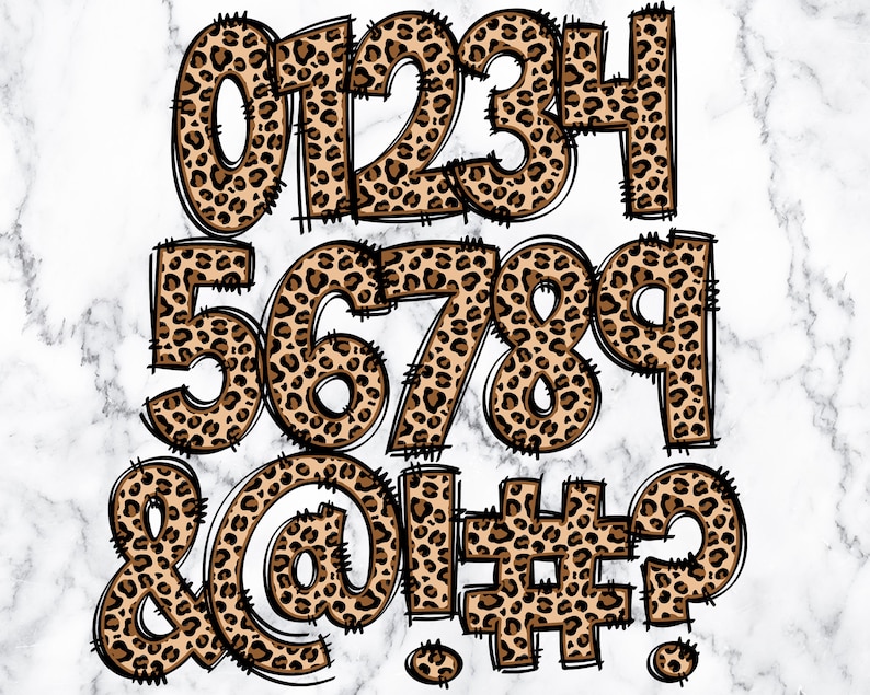 Leopard Doodle Letters Alphabet PNG Bundle, Alphabet Clipart, Cheetah ...