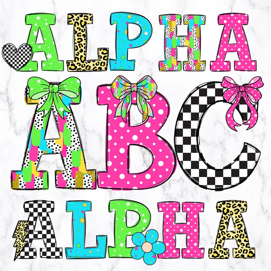 Bright Preppy Letters Alphabet PNG Alphabet Clipart Printable Alphabet ...