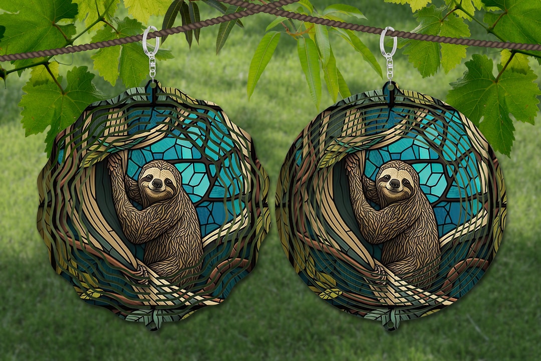 Sloth Wind Spinner Watercolor Sublimation Design Template, Wind Spinner ...