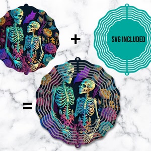 Skeleton Wind Spinner Watercolor Sublimation Design Template, Wind ...
