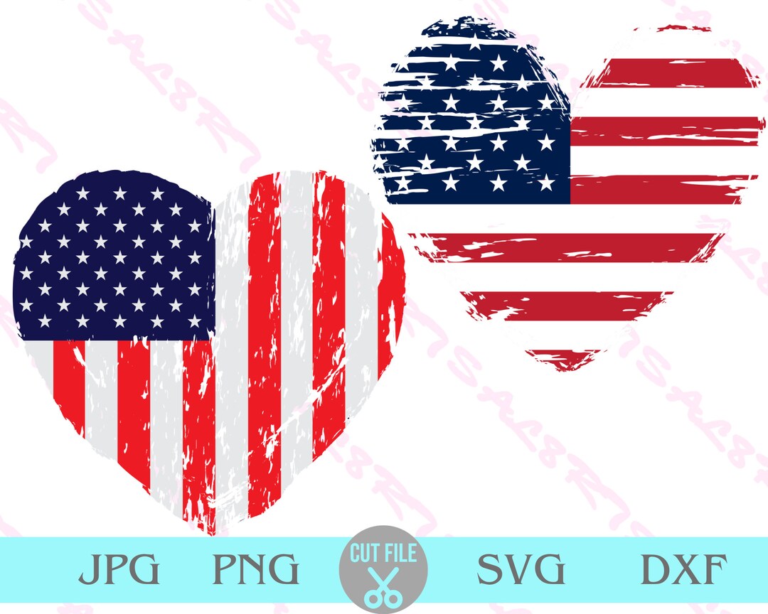 Distressed American Flag Heart Svg, USA Flag Svg, Grunge Flag Svg ...