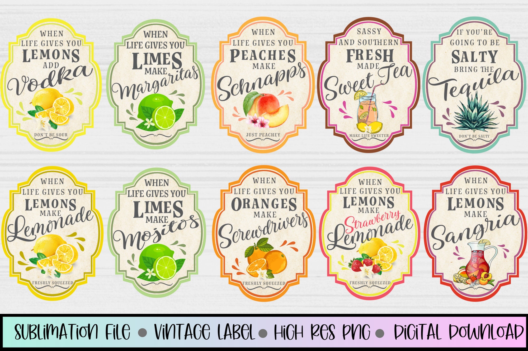 Lemonade Label Tequila Label Margarita Png Mojito Png When - Etsy
