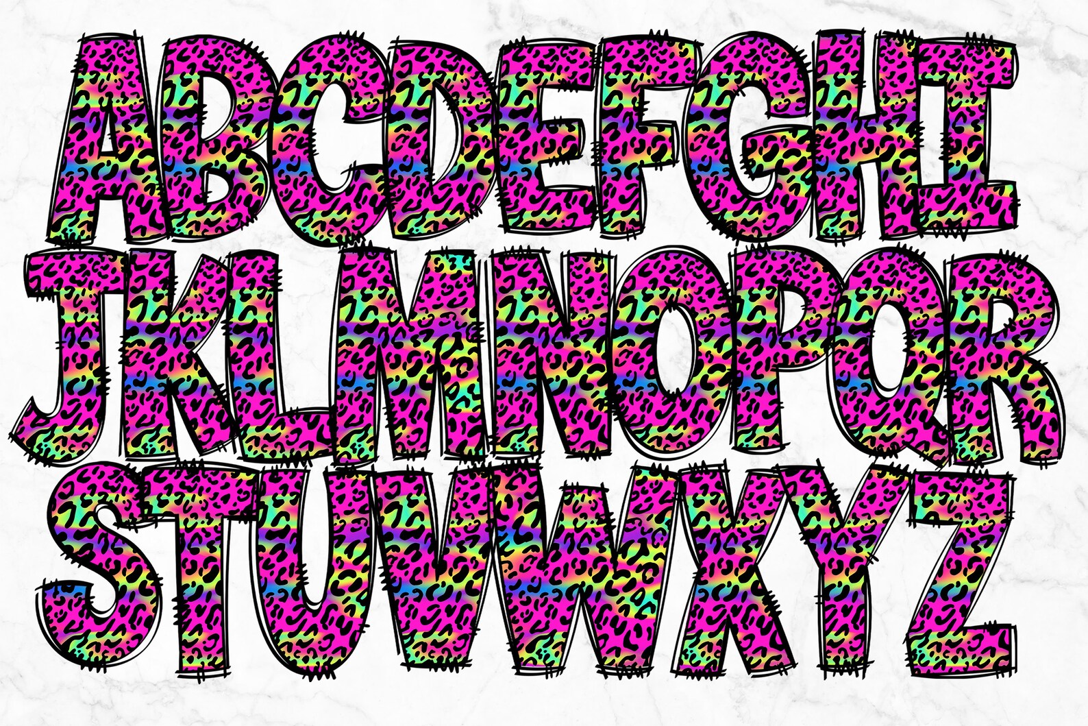 Leopard Print Alphabet Letters PNG Bundle Alphabet Clipart - Etsy