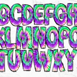 Tie Dye Alphabet Letters PNG Bundle, Alphabet Clipart, Baseball Hand ...