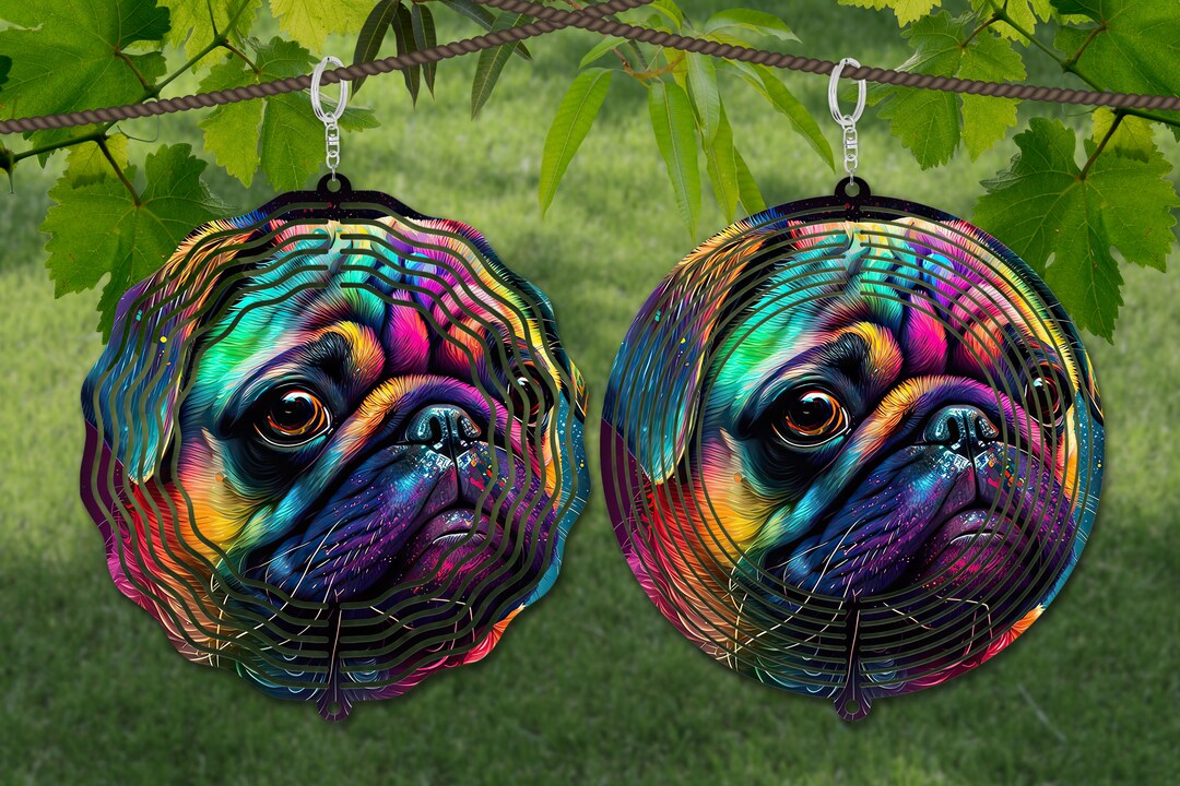 Pug Wind Spinner Sublimation, Dog Wind Spinner SVG, 10 Inch Round Door ...