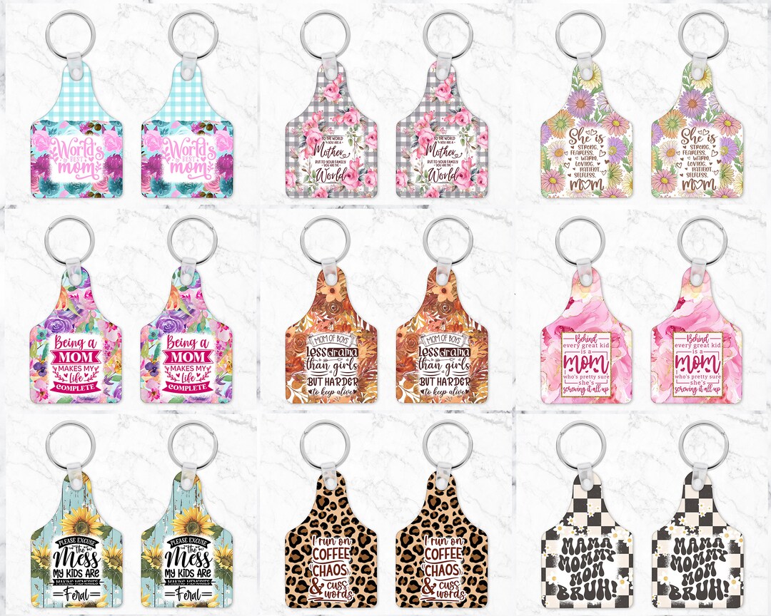 Cow Tag Sublimation Bundle, Mom Key Ring Sublimate, Mother Cowtag ...