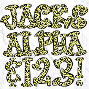 Pastel Leopard Print Doodle Alphabet Letters PNG Bundle, Alphabet ...