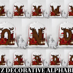 Custom Christmas Letter Santa Sack Doodle Letters, Santa Stocking ...