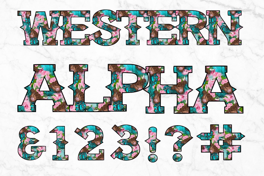 Highland Cow Western Alphabet Letters PNG Bundle, Alphabet Clipart ...