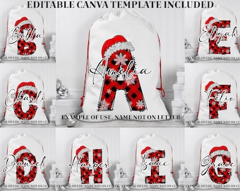 Custom Christmas Letter Santa Sack Doodle Letters, Santa Stocking ...