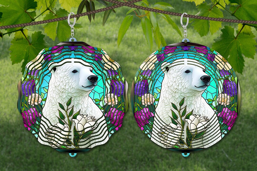 Polar Bear Wind Spinner Stained Glass Sublimation Design Template, Wind ...