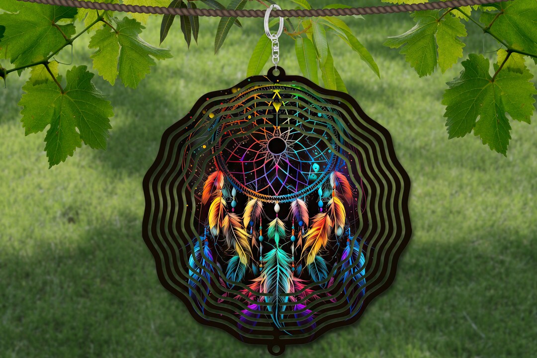 Dream Catcher Wind Spinner Sublimation Design Template, Neon Wind ...