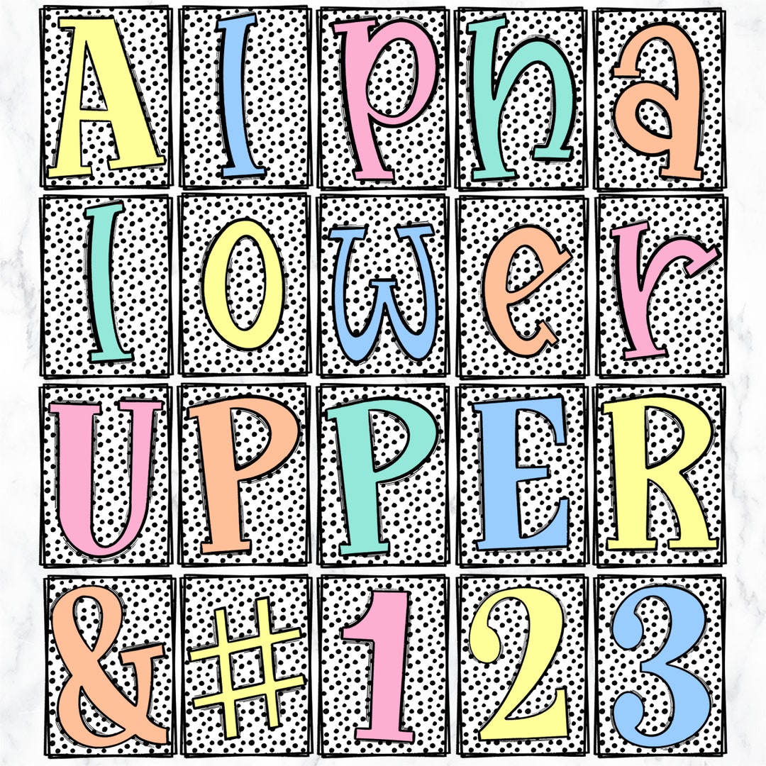Dot Doodle Alphabet Letters PNG Bundle, Spot Alphabet Clipart, Spots ...