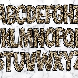 Western Doodle Alphabet Letters PNG Bundle, Alphabet Clipart, Western ...