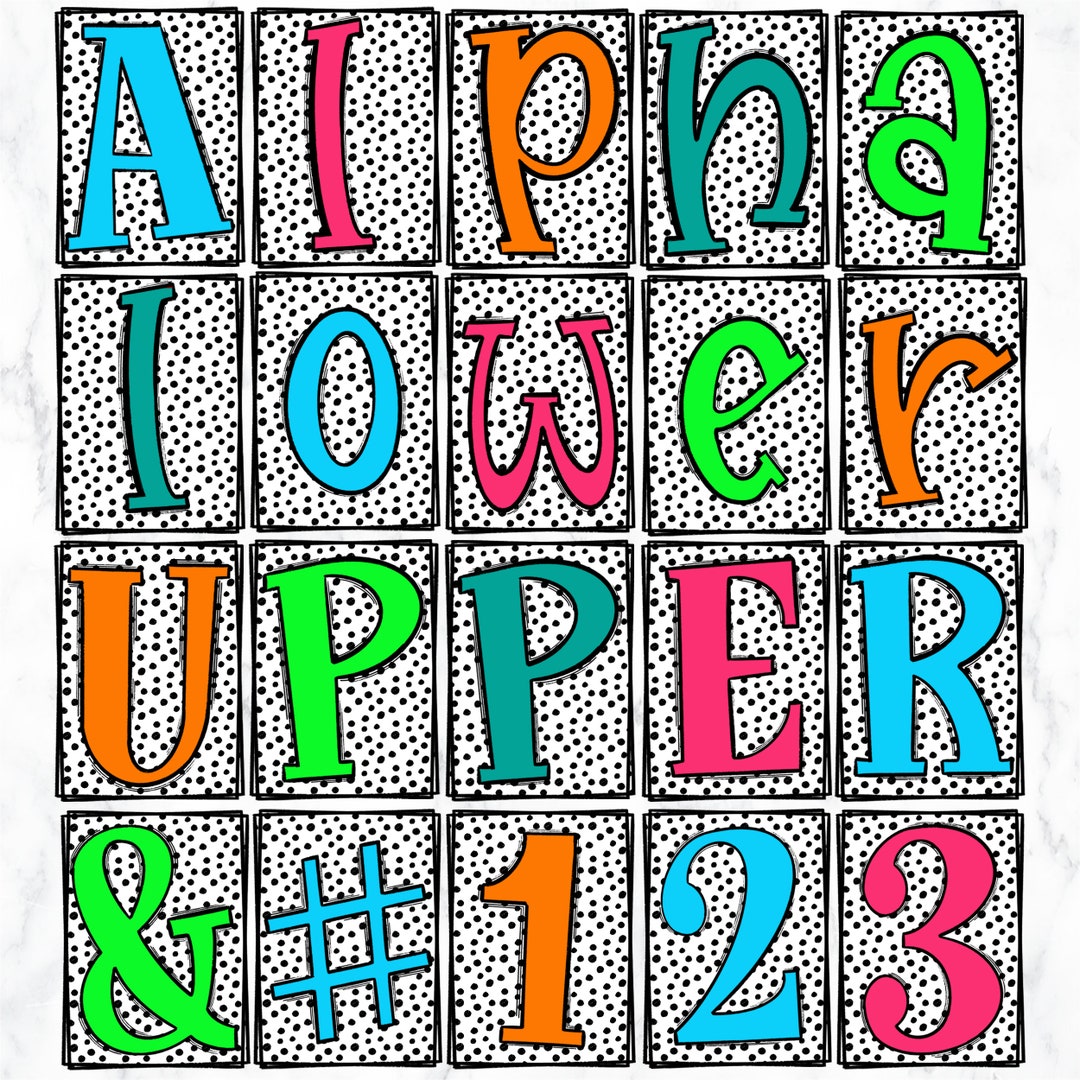 Dot Doodle Alphabet Letters PNG Bundle, Spot Alphabet Clipart, Spots ...