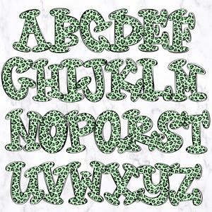 Pastel Leopard Print Doodle Alphabet Letters PNG Bundle, Alphabet ...