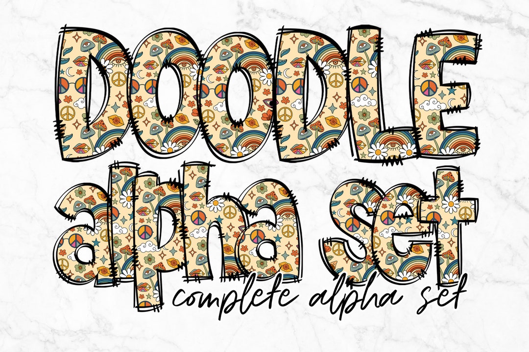 Retro Doodle Letters Alpha Bundle Matching 20oz Tumbler Wrap, 20oz ...