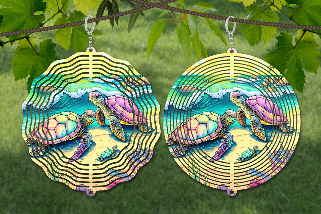 Turtle Wind Spinner Watercolor Sublimation Design Template, Wind ...