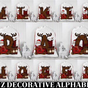 Custom Christmas Letter Santa Sack Doodle Letters, Santa Stocking ...