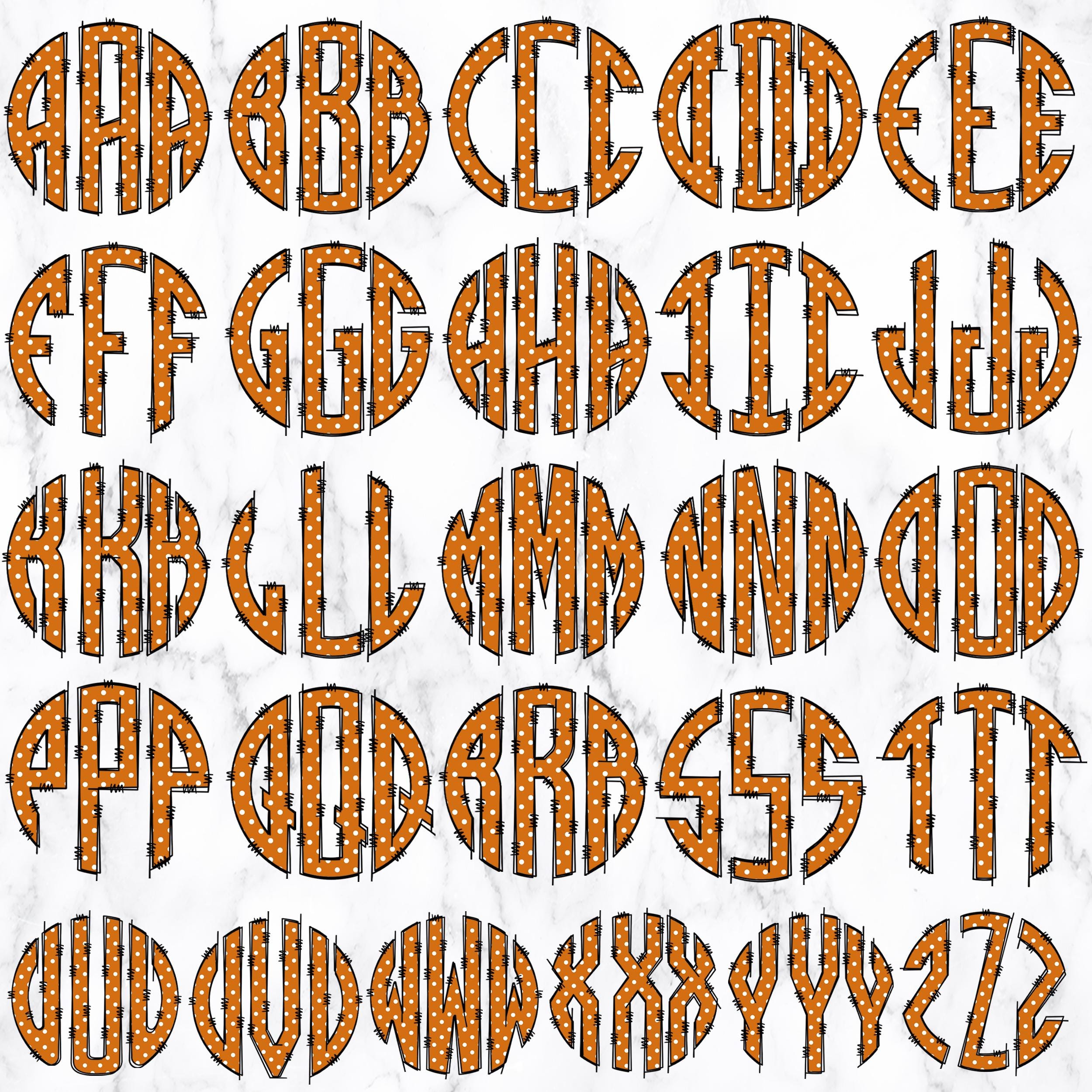 Fall Monogram Doodle Letters, Monogram Scarecow Letters Personalised ...