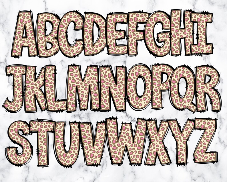 Pink Cowgirl Doodle Alphabet Letters PNG Bundle, Alphabet Clipart ...