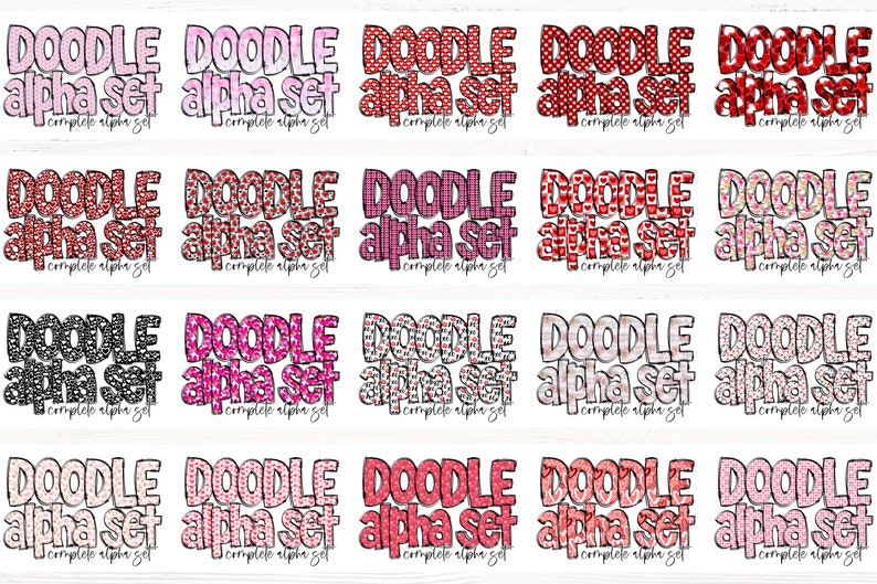 Valentines Doodle Letters With Clip Art PNG, Valentine's Doodle ...