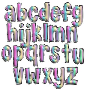 3D Inflated Doodle Letters, Bubble Puff Alphabet Letters PNG Bundle ...