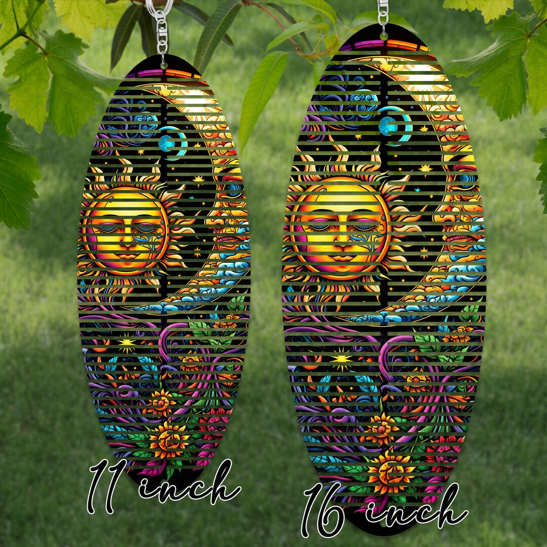 Sun & Moon Oval Wind Spinner Sublimation Design, 11 Inch Oval Wind Spinner, 16 Inch Long ...