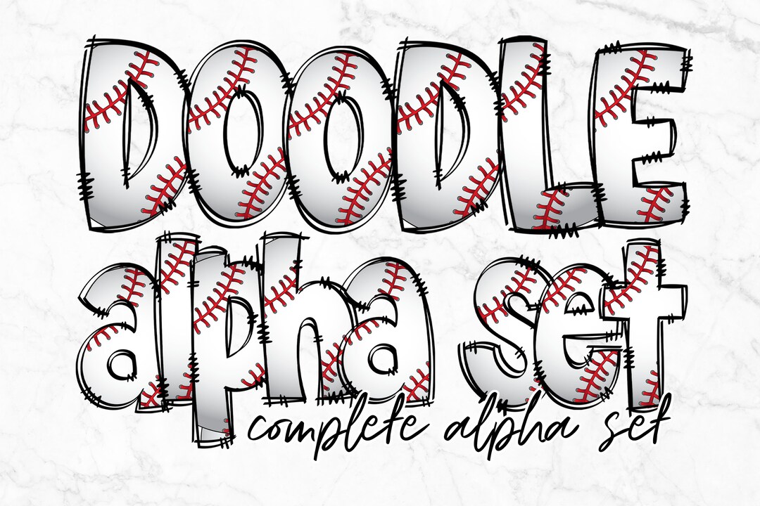 BASEBALL Doodle Letters Alpha Bundle With Matching 20oz Tumbler Wrap ...