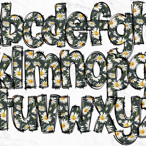 Floral Alphabet Letters PNG Bundle, Alphabet Clipart, Floral Hand Drawn ...