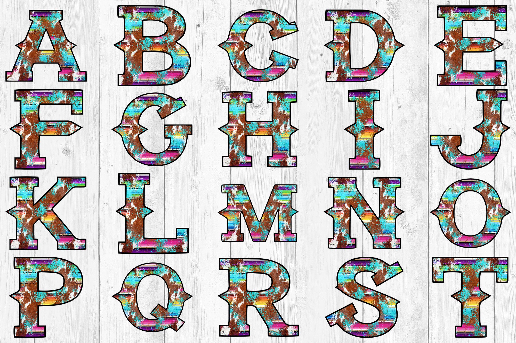 Western Letters and Numbers Letters & Numbers PNG Western - Etsy