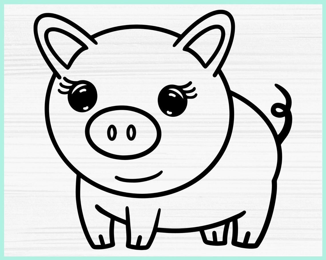 Pig SVG Pig Clipart Cute Pig svg Layered Pig svg Pig line | Etsy