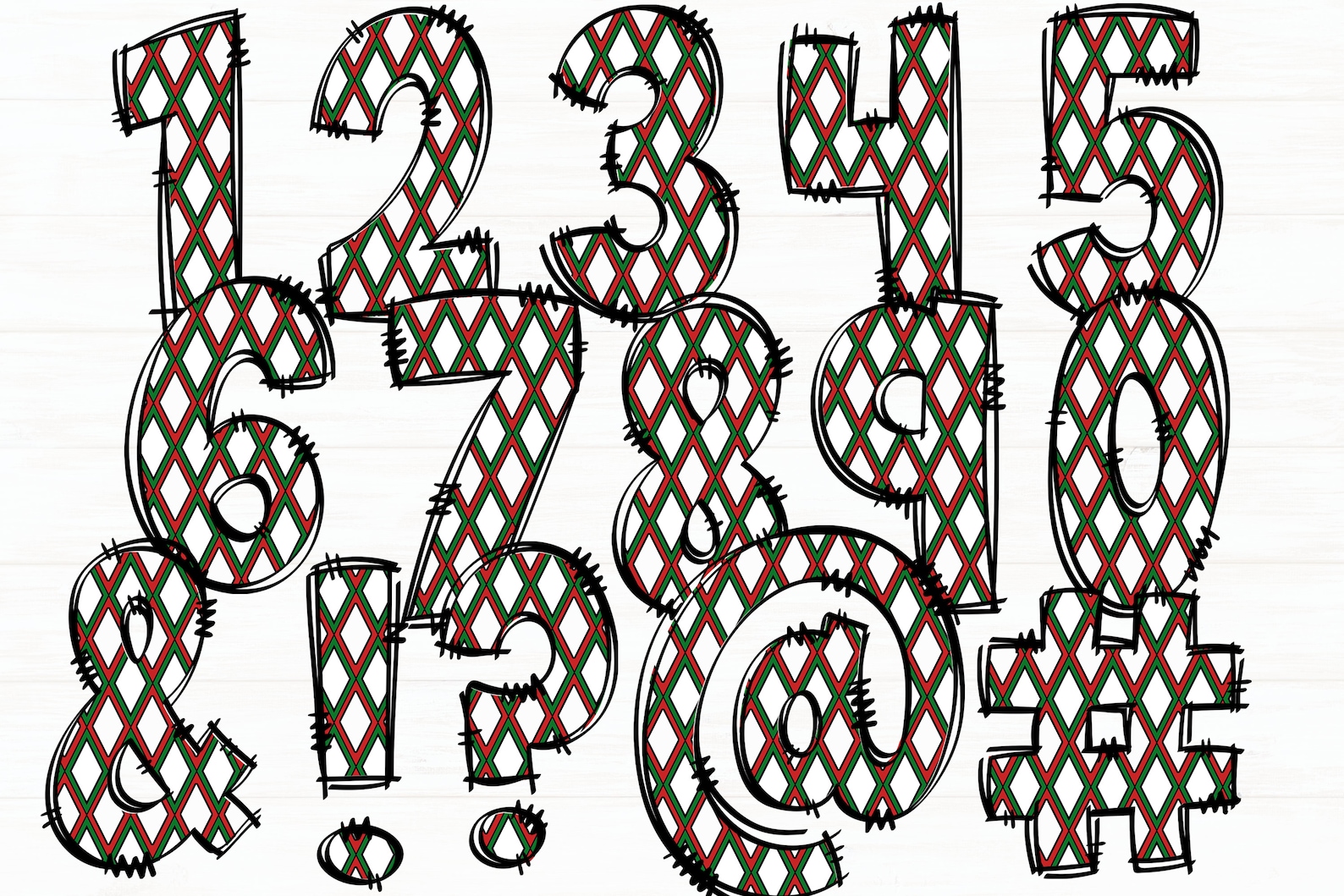 Christmas Doodle Letters, Christmas Clipart, Santa Sublimation Font ...