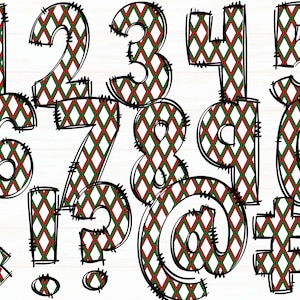 Christmas Doodle Letters, Christmas Clipart, Santa Sublimation Font ...