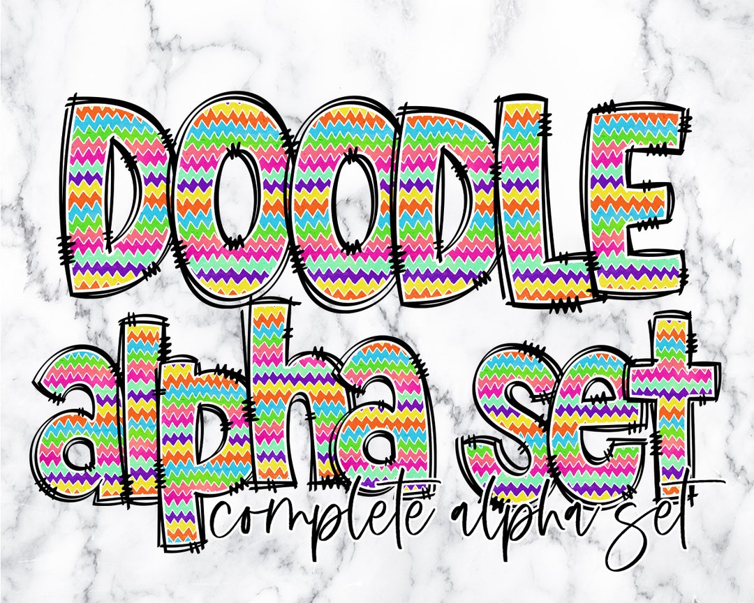 Easter Zigzag Doodle Alphabet Letters PNG Bundle, Alphabet Clipart ...