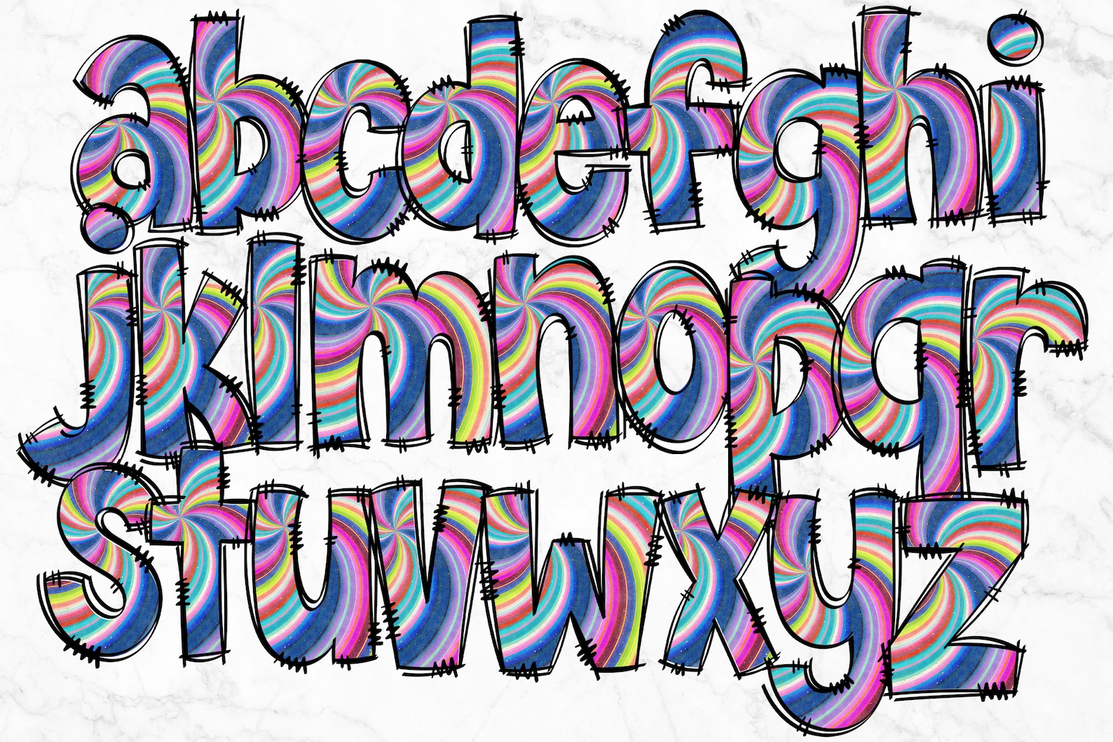 Rainbow Swirl Alphabet Letters PNG Bundle Alphabet Clipart - Etsy