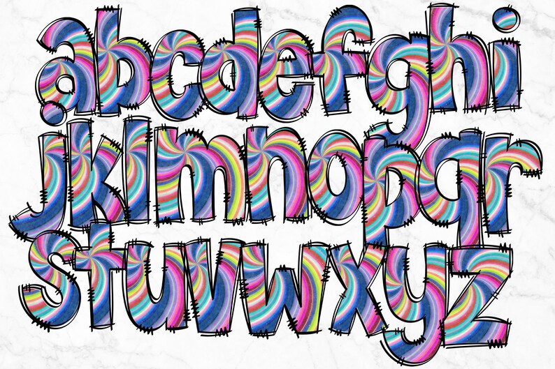 Rainbow Swirl Alphabet Letters PNG Bundle Alphabet Clipart - Etsy