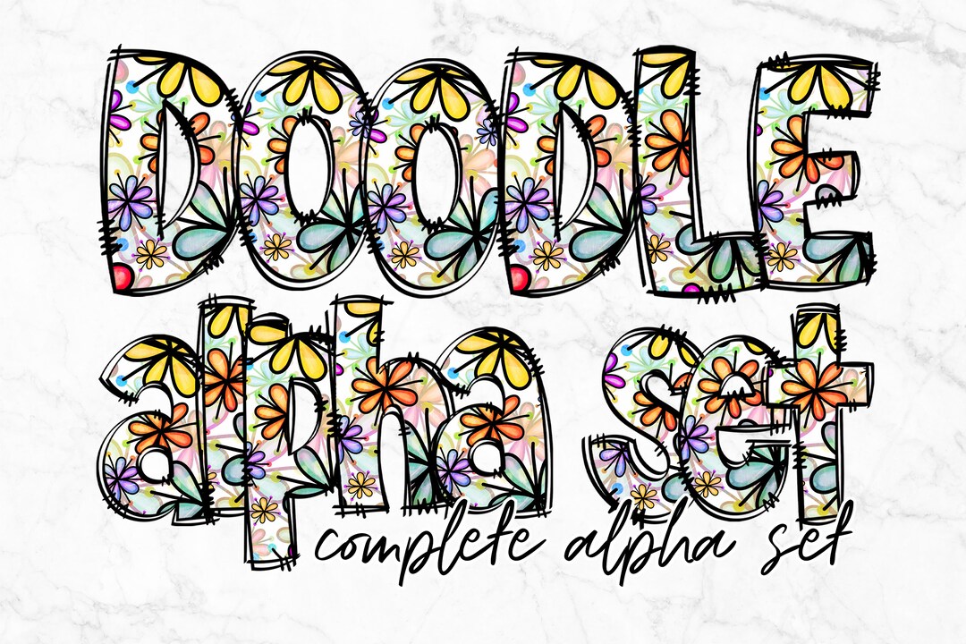 Doodle Letters Alpha Bundle With Matching 20oz Tumbler Wrap, Alphabet ...