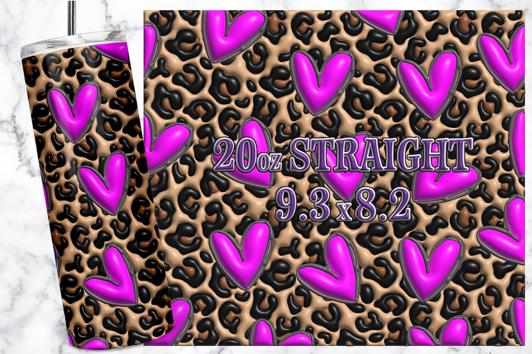 Leopard Print 3D Inflated 20oz Skinny Tumbler, 3D Bubble Puff ...