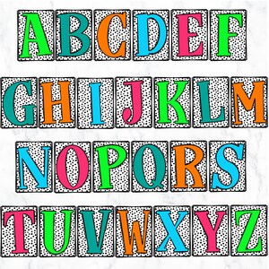 Dot Doodle Alphabet Letters PNG Bundle, Spot Alphabet Clipart, Spots ...