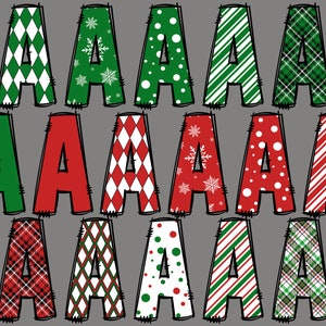 Christmas Doodle Letters, Christmas Clipart, Santa Sublimation Font ...