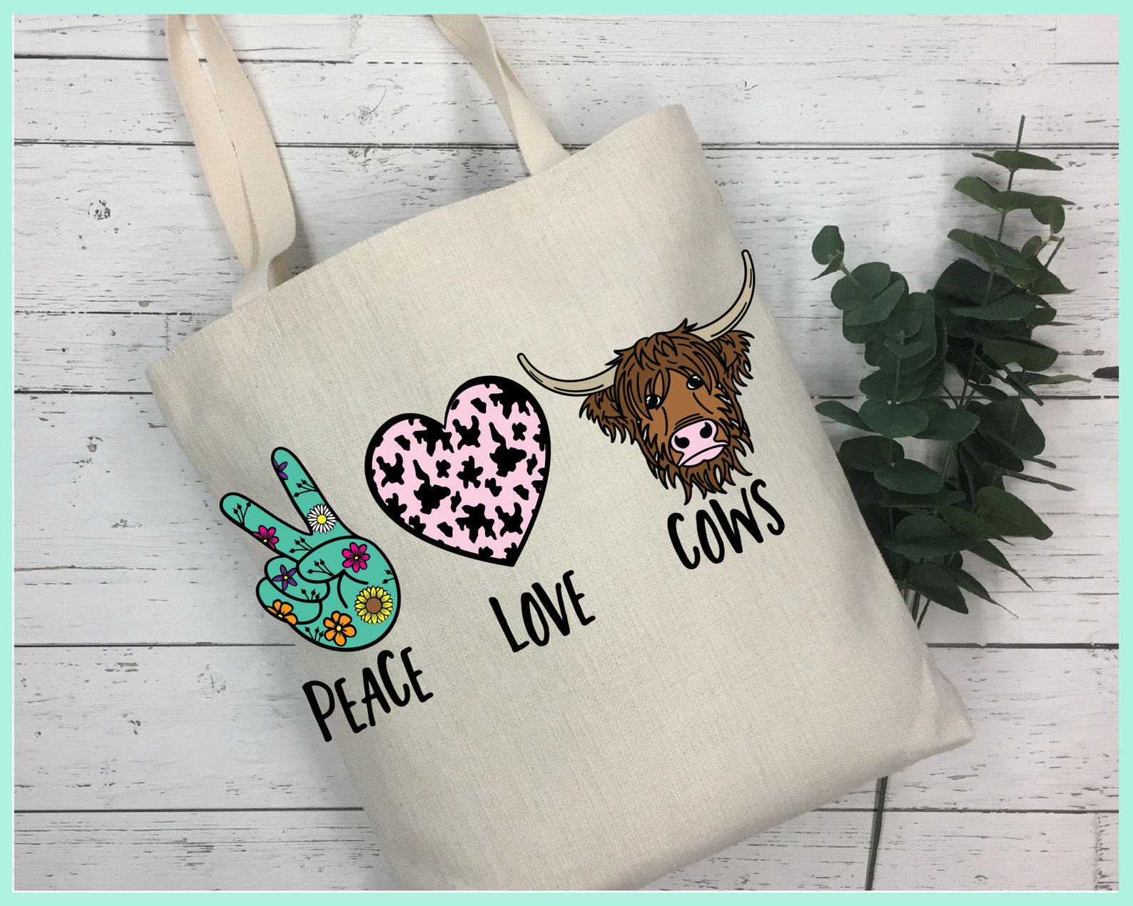 Peace Love Cows Svg Highland Cow Svg Cow Svg Floral Cow | Etsy