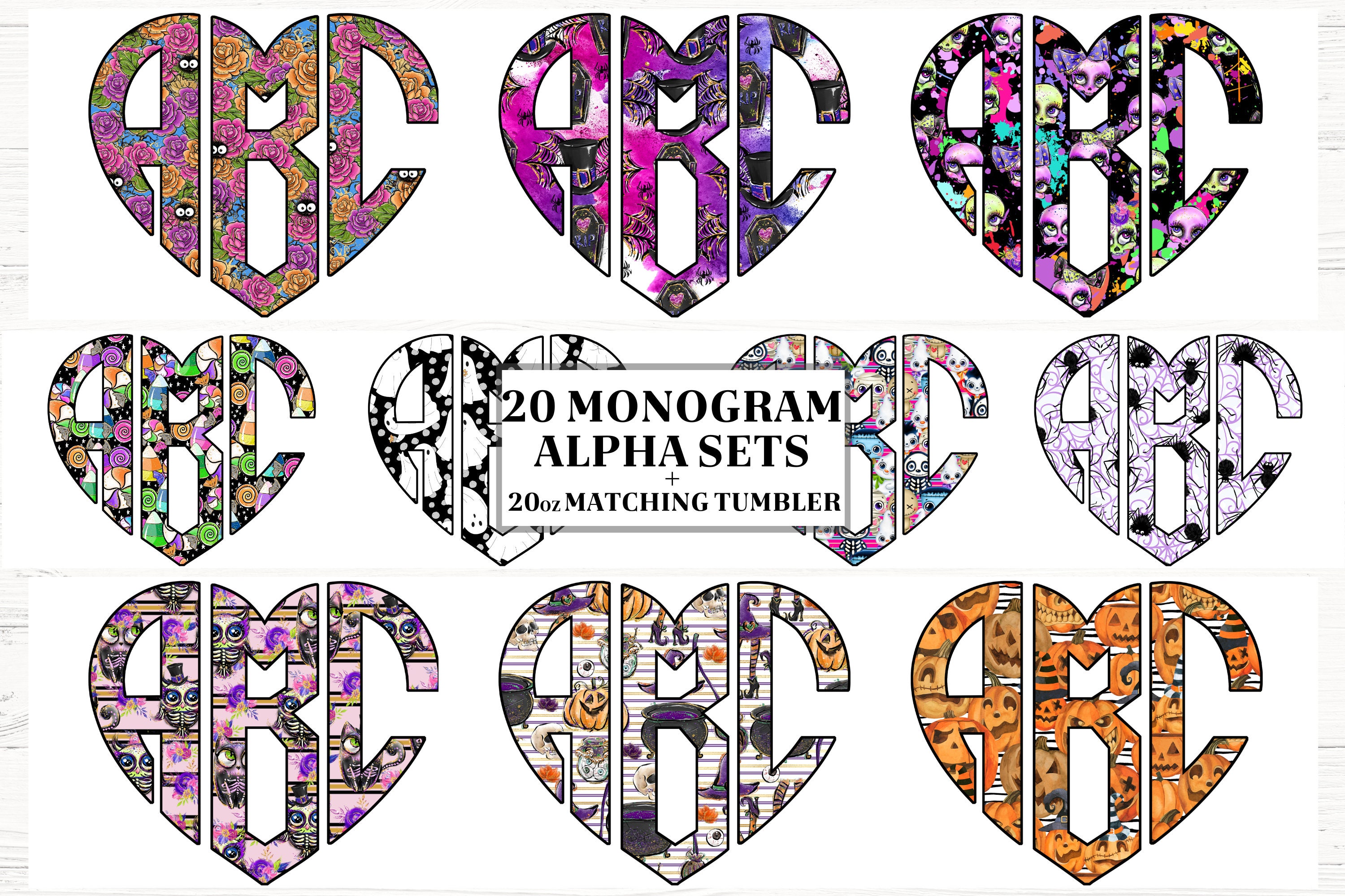 Heart Monogram Png Alphabet Bundle Monogram PNG Matching - Etsy